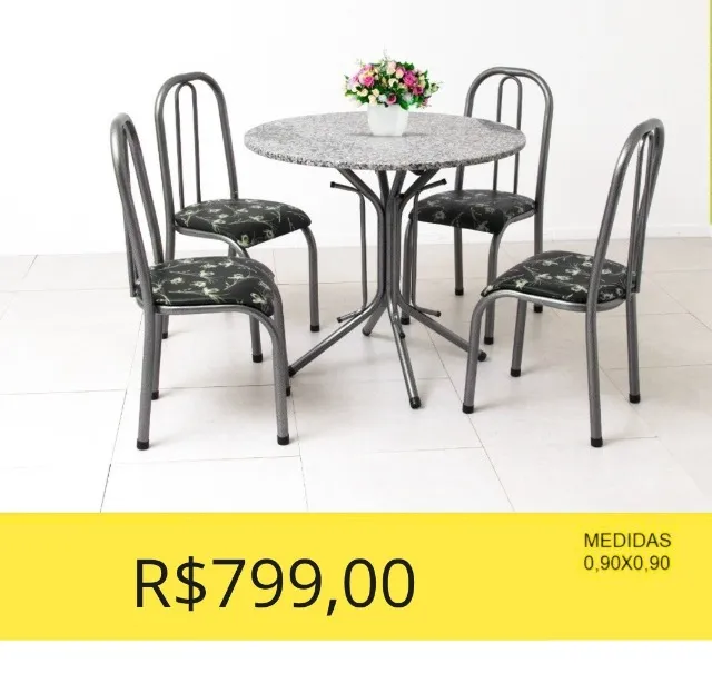 "mesa redonda de granito com 4 cadeiras" - Mesas no Brasil