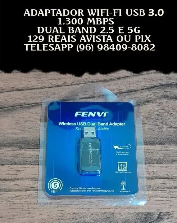 Adaptadores Wi-Fi 6g Fenvi-usb 1800 mbps, wi-fi 6g . 5g . 2.4g, usb 3.0 ...