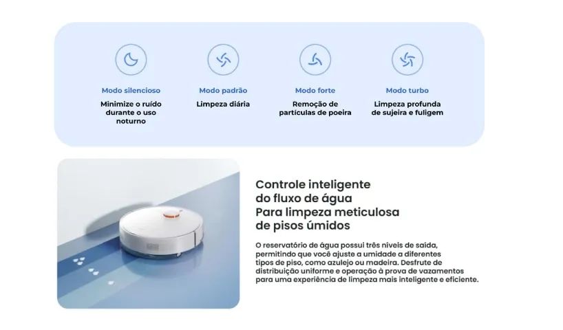 Robô Aspirador Xiaomi S40c, Mapeamento Inteligente, 5000 Pa de Sucção ...