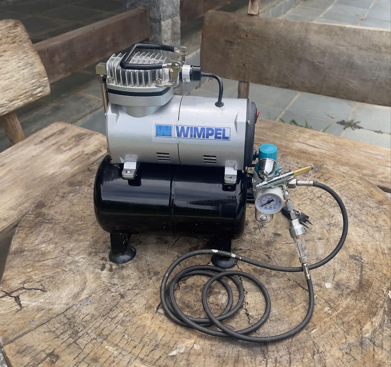 Mini Compressor Wimpel COMPLETO com Aerógrafo + Reservatório ...