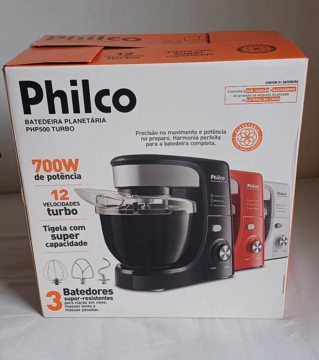 Batedeira Planetária Philco PHP500 Turbo 700W 12 Velocidades - Utensílios Para Cozinha - Bom ...