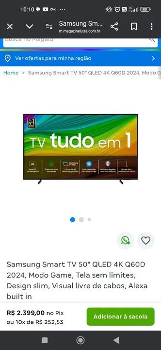 Samsung Smart TV 50" QLED 4K Q60D 2024 - TVs - Riacho Fundo I, Brasília ...