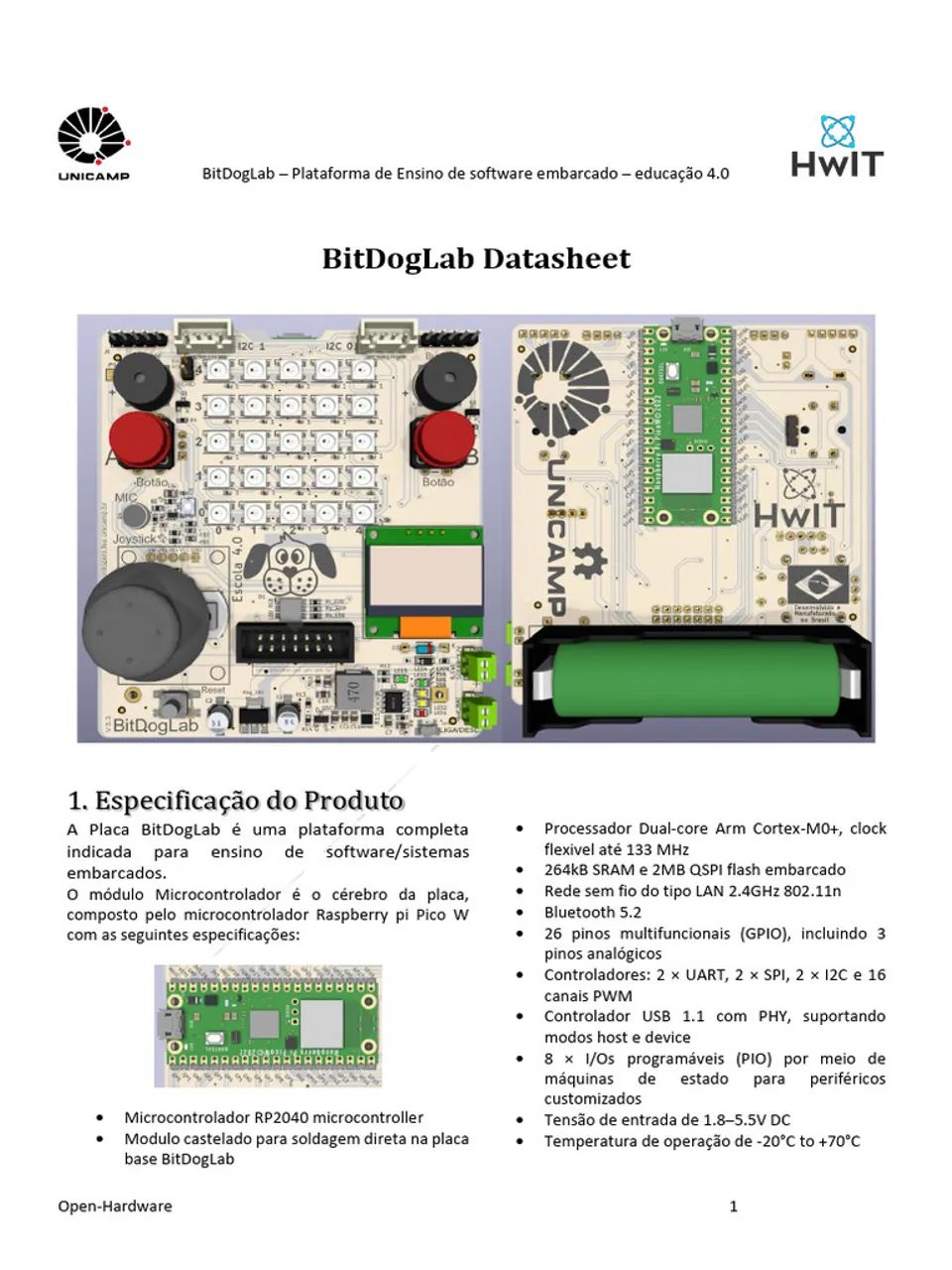 Placa educacional bitdoglab raspberry pi pico w - Peças de Hardware ...