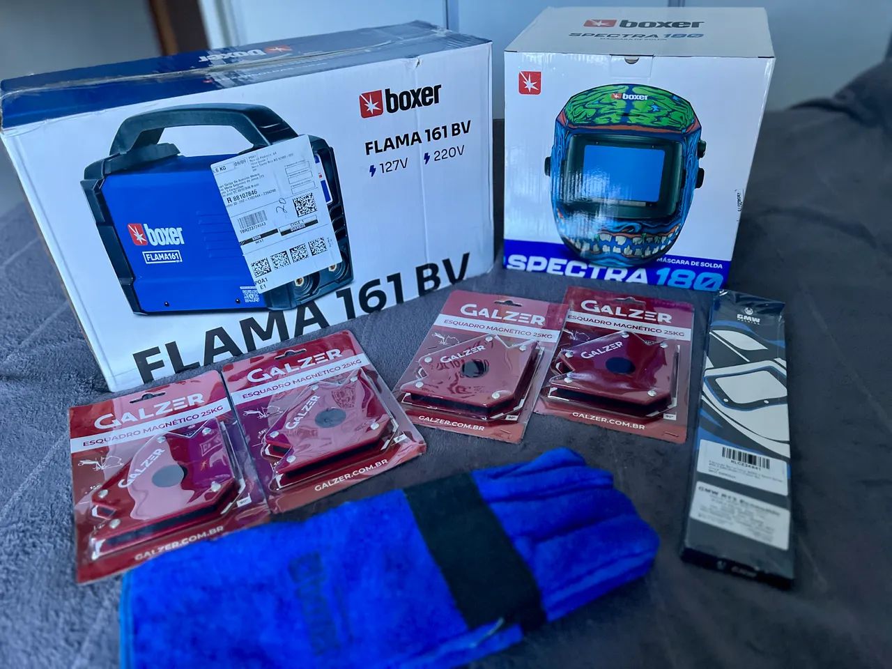 Máquina de Solda Inversora Flama 161BV Máscara Spectra 180 brinde luvas ...