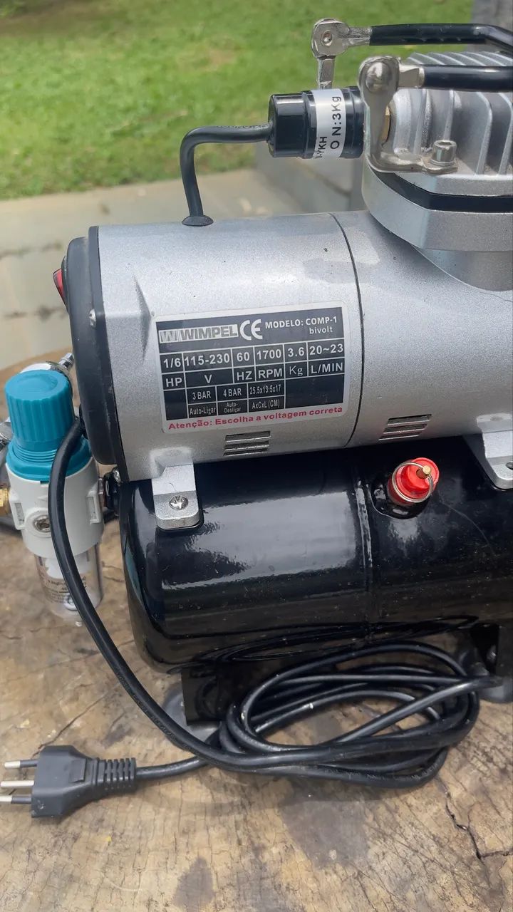 Mini Compressor Wimpel COMPLETO com Aerógrafo + Reservatório ...