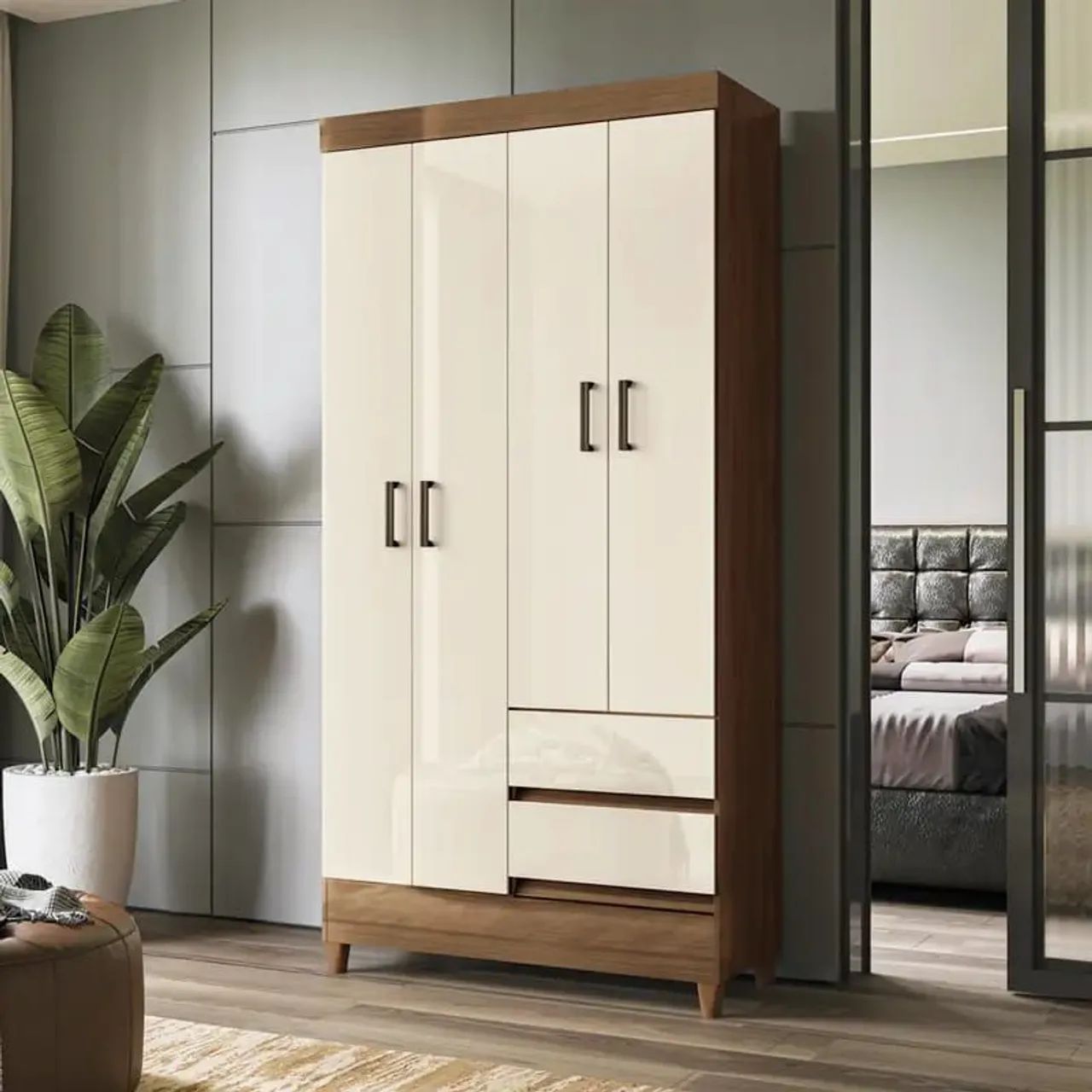 Guarda-Roupa Moderno 4 Portas com Gavetas - Armários e Guarda-Roupas ...