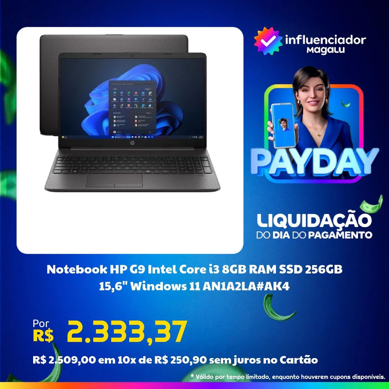 Notebook HP G9 Intel Core i3 8GB RAM SSD 256GB 15,6" Windows 11 ...