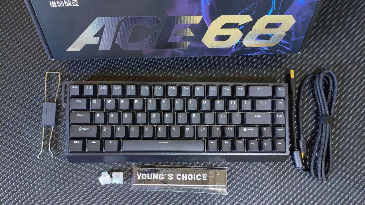 Teclado Magnético Gamer Mchose ACE 68 Preto Novo SOCD Rapid Trigger RGB 0.01MM Strap ...