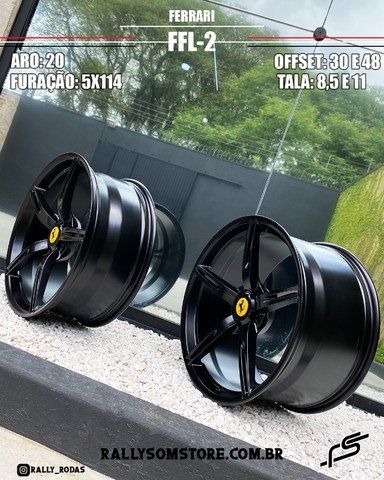 Rodas Ferrari aro 20 duas talas Preto semi-brilho Forjada - Carros ...
