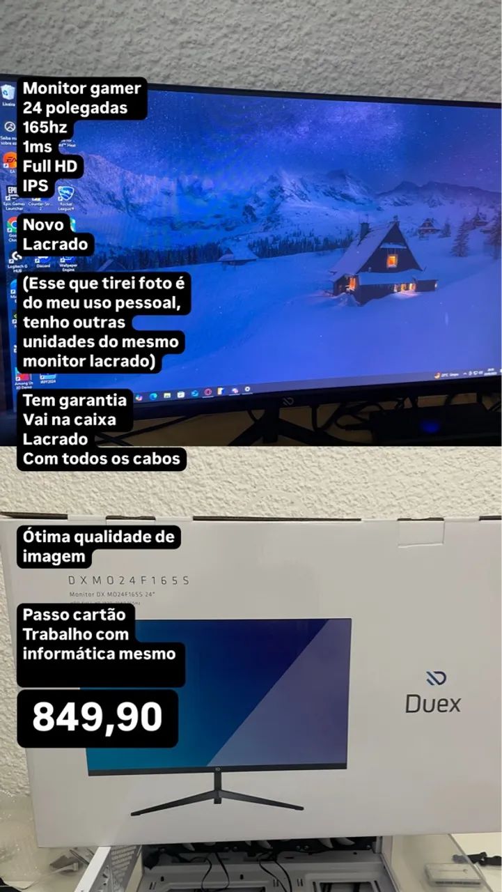 Monitor gamer - 24 polegadas - 165hz - 1ms - Ips ótima qualidade ...