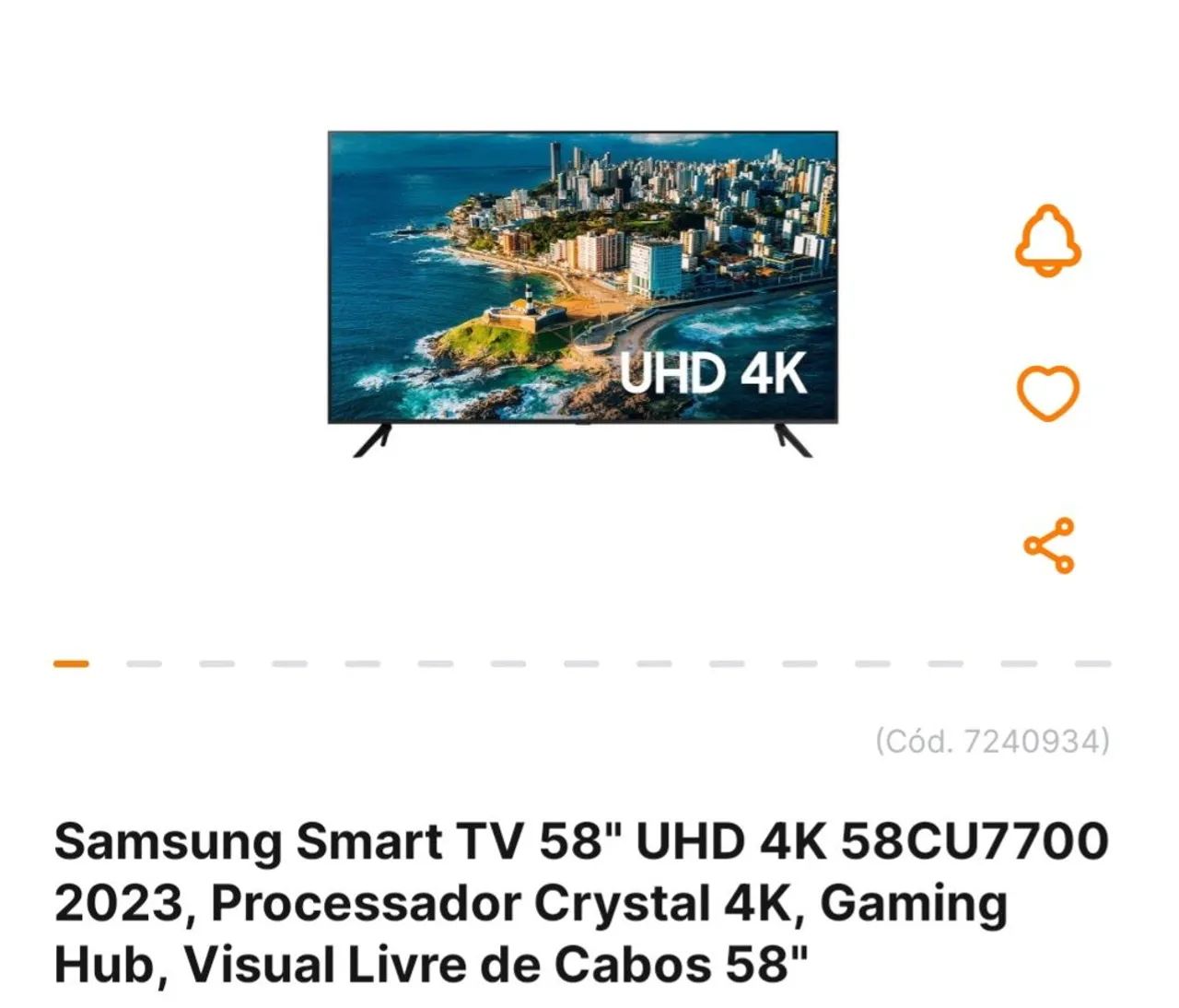 "tv samsung 58 polegadas" no Brasil