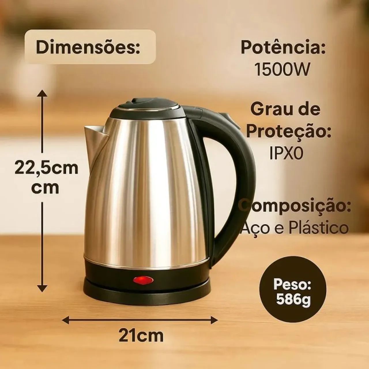 CHALEIRA ELÉTRICA INOX 2L - ÁGUA QUENTE EM MINUTOS! ? - Eletroportáteis ...