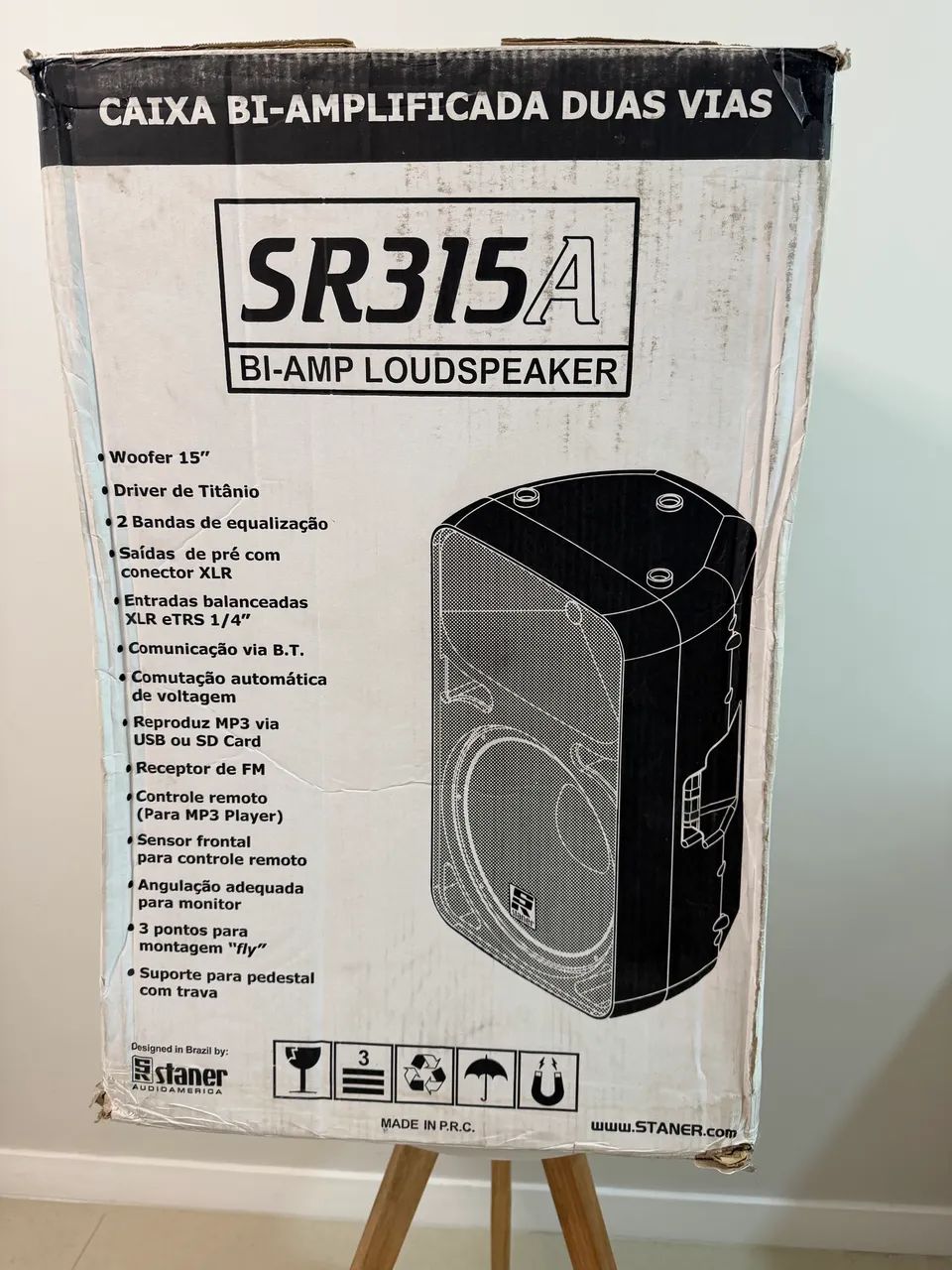 Caixa Bi-Amplificada Staner SR315A + Tripé para Caixa Smart SM-031LT ...
