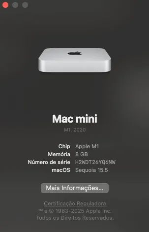 Mac Mini M1 - 8GB RAM / 256GB SSD - Super Novo, oportunidade unica ...