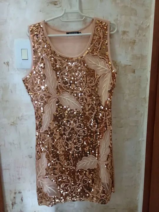 Vestido de festa dourado com paetês - Roupas - Cachambi, Rio de Janeiro ...