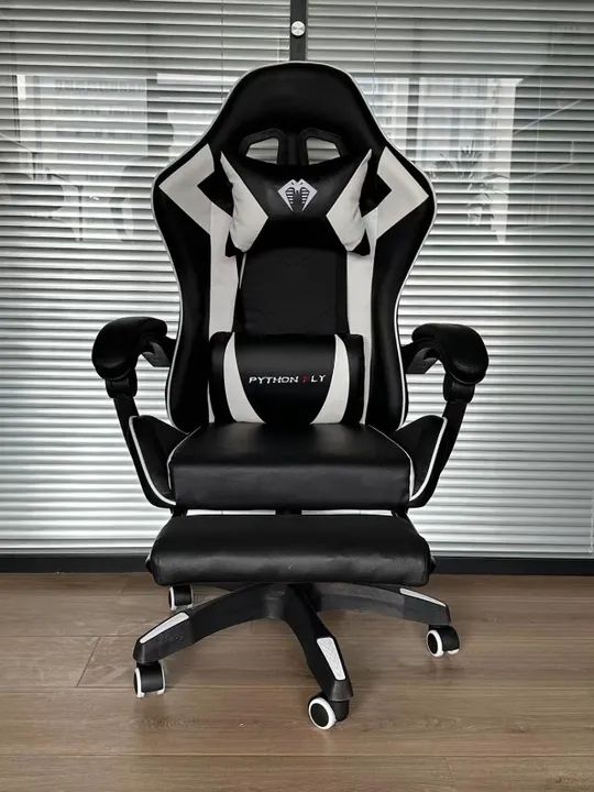 Cadeira Gamer Ergonomica Python Fly com apoio (Preto e Branco ...