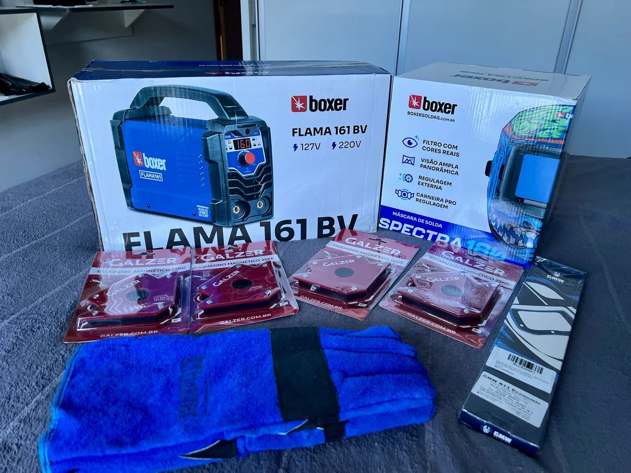 Máquina de Solda Inversora Flama 161BV Máscara Spectra 180 brinde luvas ...