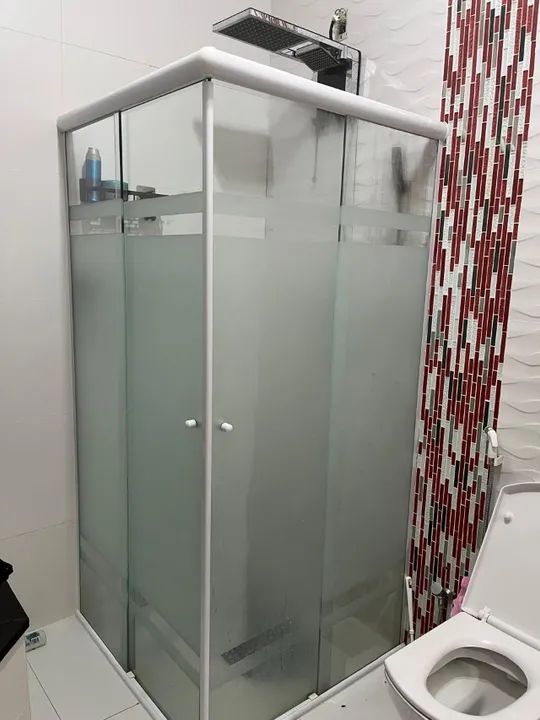 Box vidro banheiro ( em L ) parte jateado - Torneiras, Duchas e Vasos ...