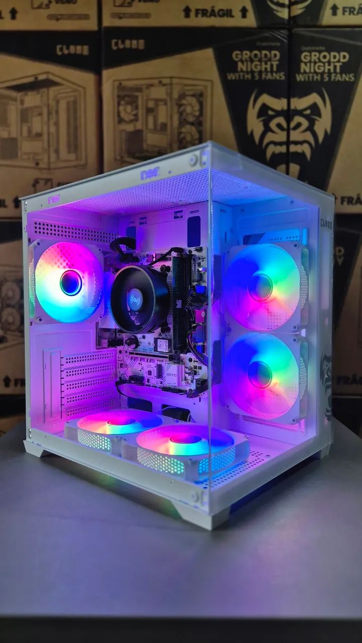 Gabinete Gamer Grodd Snow - Com 5 Fans - Vidro Temperado - Peças de ...