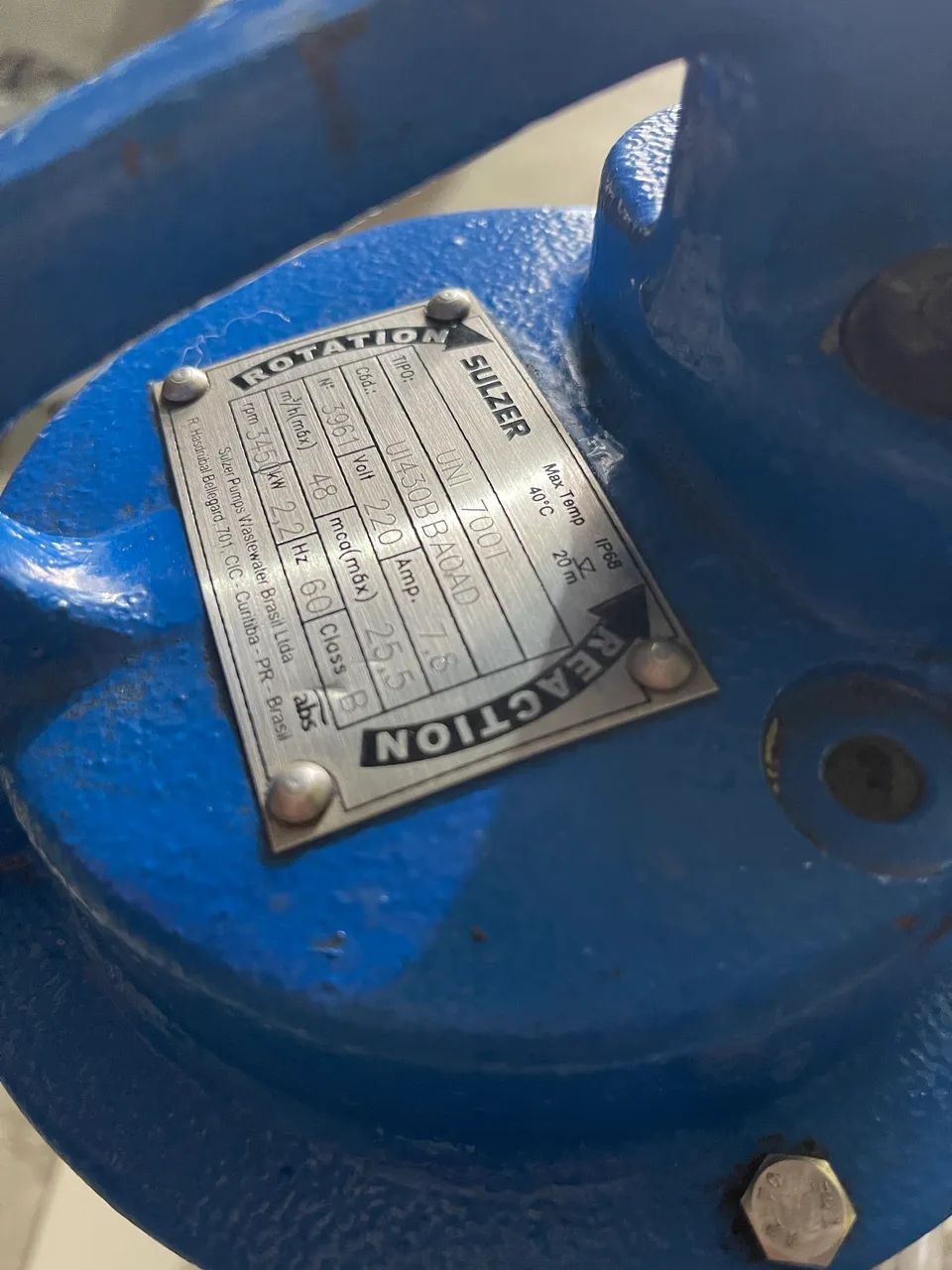 Bomba Submersível Abs Sulzer Robusta 700t 1 Cv Trifásica 220v ...