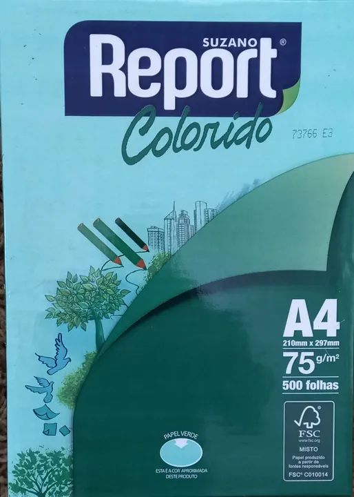 Bloco de Papel Report Colorido A4 Verde 500 Folhas - Itens Para ...