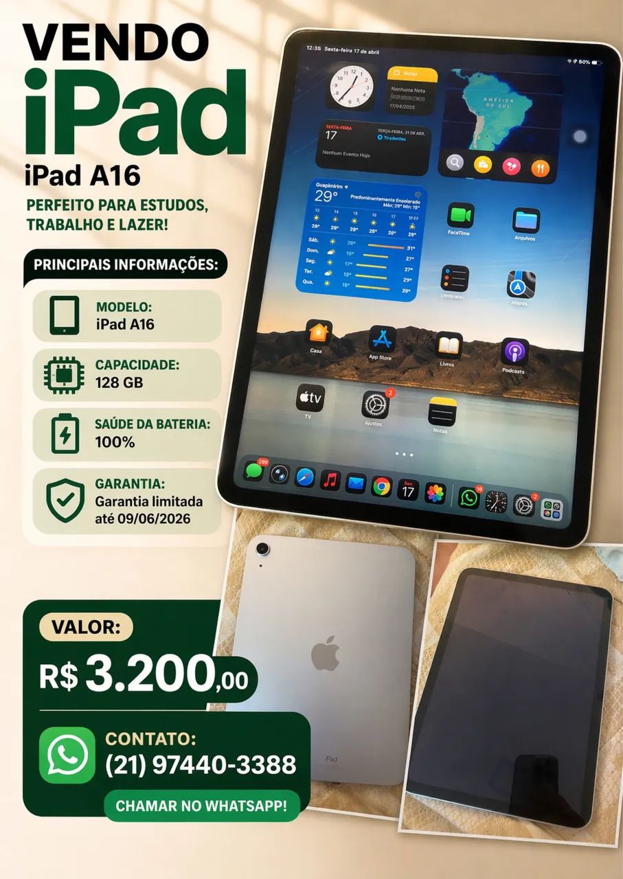 Vendo iPad A16 128Gb - Tablets e E-Readers - Parada Modelo, Guapimirim ...
