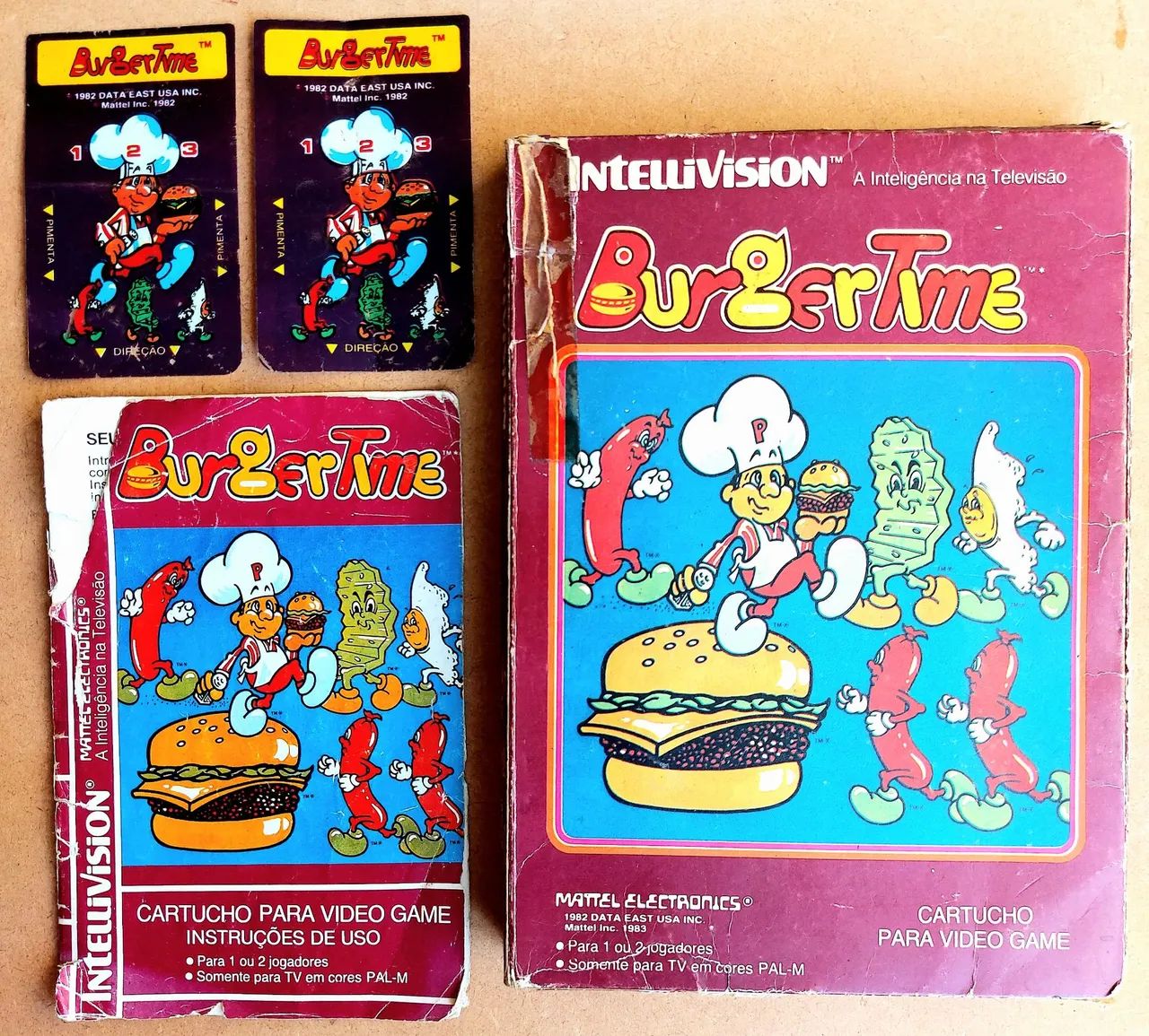 Intellivision Capa Manual e Overlay (cartões) do Jogo Burgertime ...