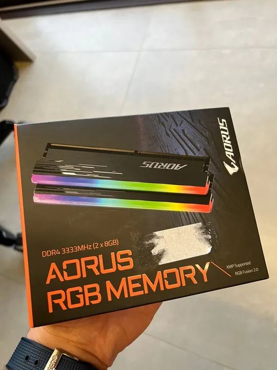 Memória RAM Aorus RGB DDR4 3333MHz 2x8GB Novo Lacrado na Caixa ... Memória RAM Aorus RGB DDR4 3333MHz 2x8GB Novo Lacrado na Caixa ...