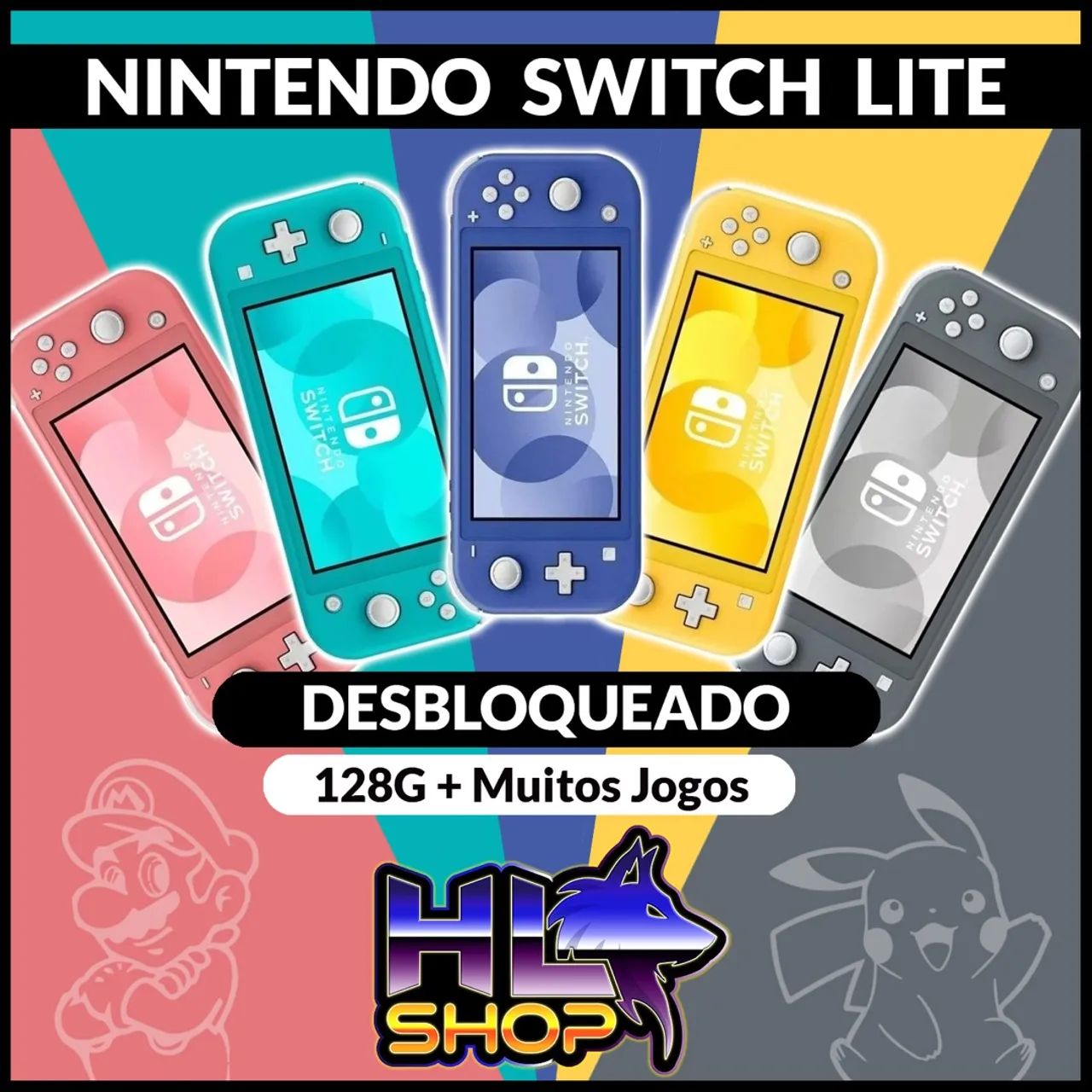 Nintendo Switch Lite Novo Desbloqueado + SD 128GB + Muitos Jogos ...