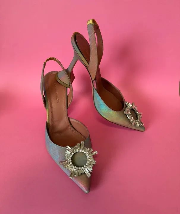 amina muaddi scarpin begum pumps bico fino de couro colorido rainbow 35 ...