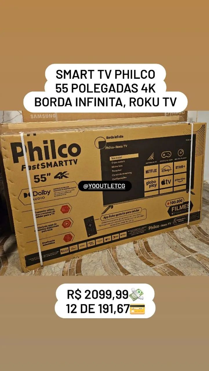 TV Philco 55 polegadas 4K Smart Roku - TVs - Três Irmãs, Campina Grande 1389548161 | OLX