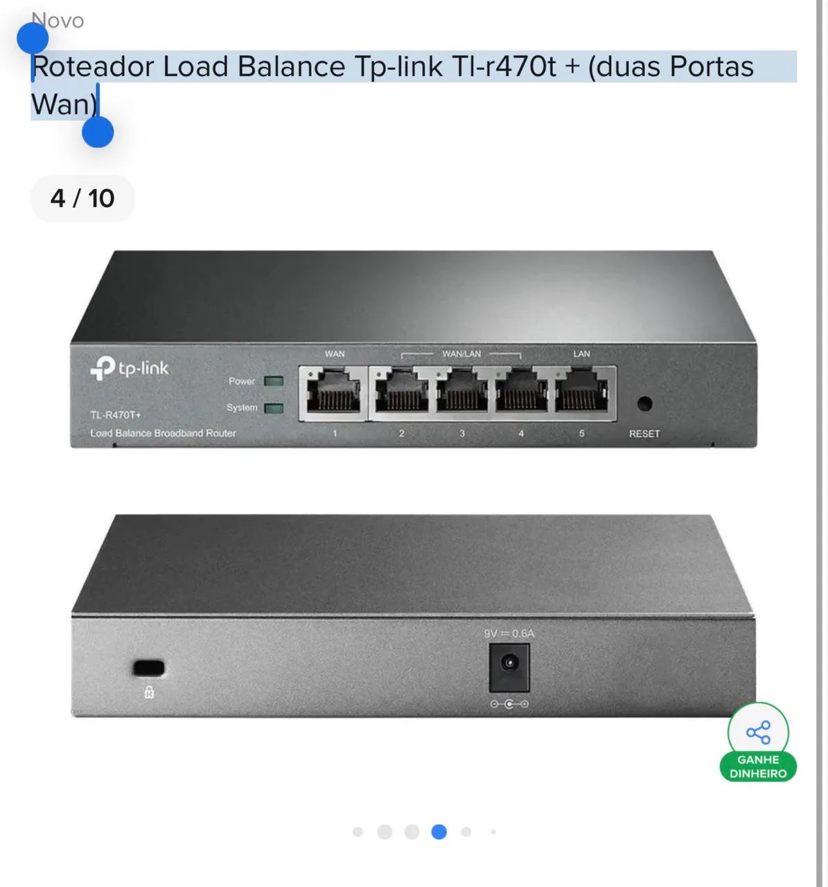 Roteador Load Balance Tp-link Tl-r470t + (duas Portas Wan ...