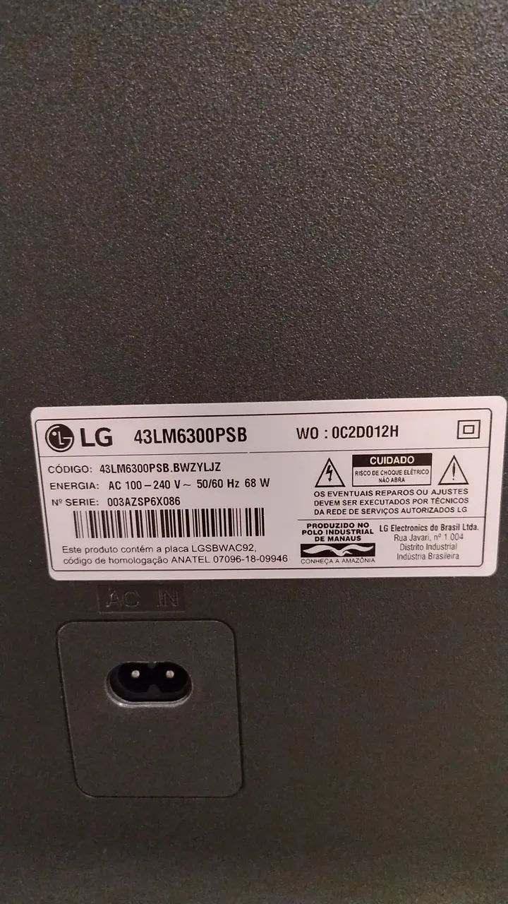 TV LG 43 polegadas - Peças e Acessórios para TV - São Bernardo ...