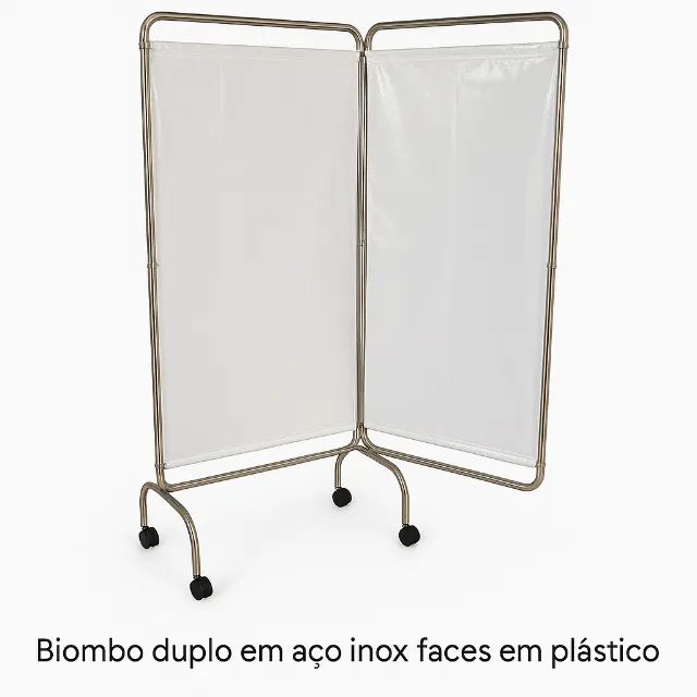 Biombo duplo em aço inox faces em plástico - Equipamentos Médicos e ...