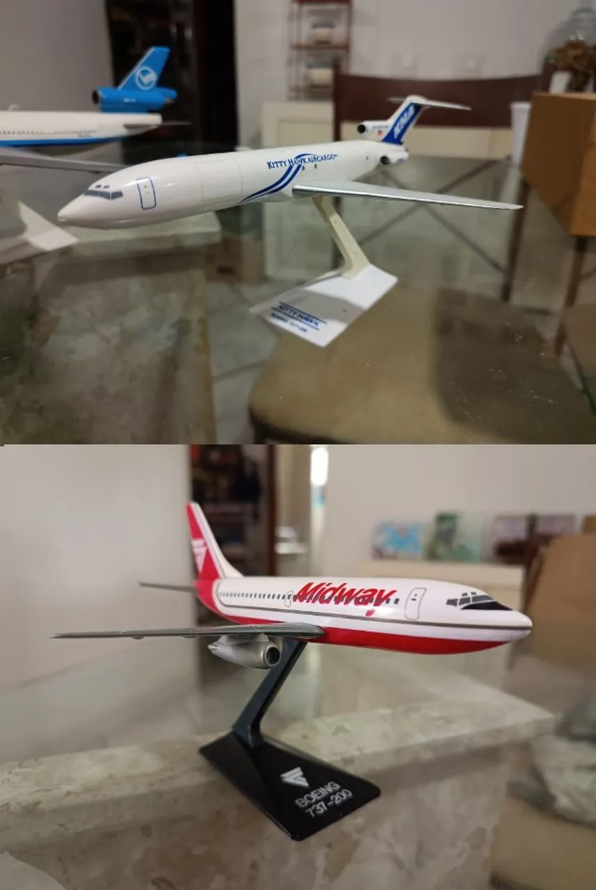Coleção com 7 Miniaturas de Aviões 1:200 Vasp Md-11, Boeing 777, Airbus ...