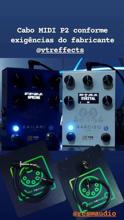 Cabo MIDI VTR Kailani Narciso Loki Reverb Delay Overdrive Modulação ...