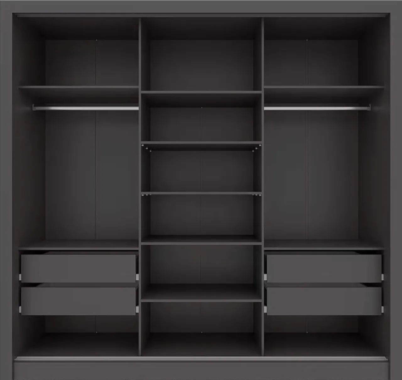 Guarda-Roupa Casal, Espelho e 243,1 cm de Largura - Grafite - Armários ...