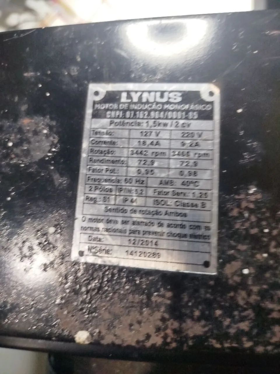 Motor de indução 2cv bifásico 3442 rpm sem uso ponta do eixo 19mm ...