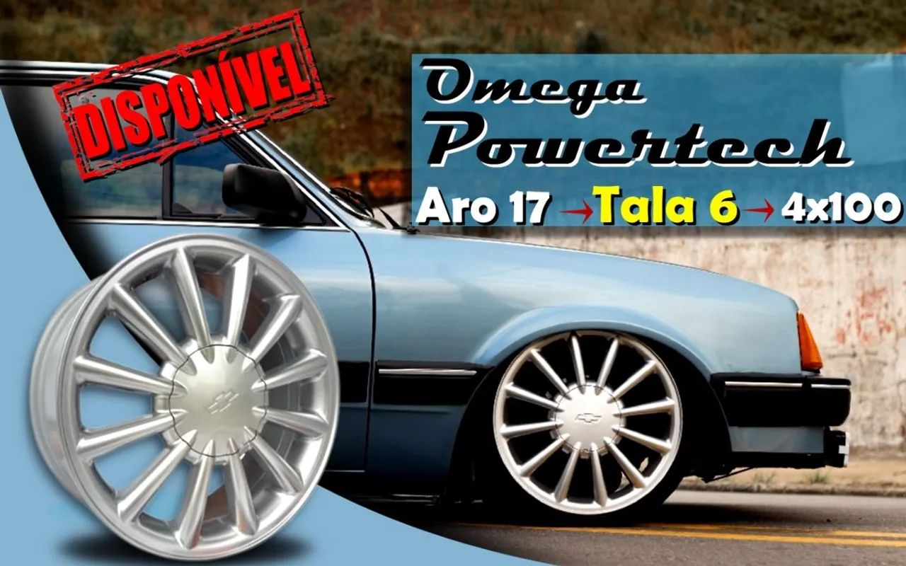 Roda Chevrolet Omega Powertech Prata aro 17 tala 6 chevette 4x100 ...