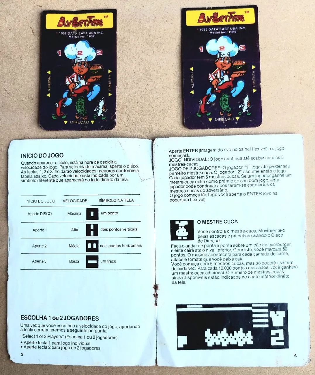 Intellivision Capa Manual e Overlay (cartões) do Jogo Burgertime ...