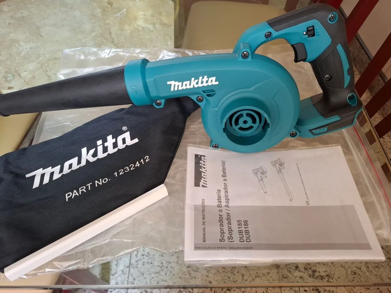 Soprador de ar folhas aspirador sem fio Makita Dub185z 18v com saco coletor original ...