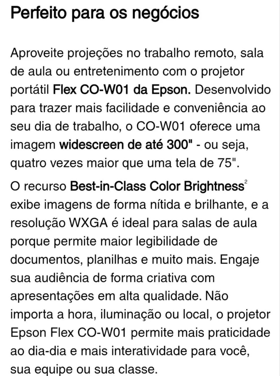 projetor epson co-w01 - Projetores e Telas de Projeção - Marco, Belém ...