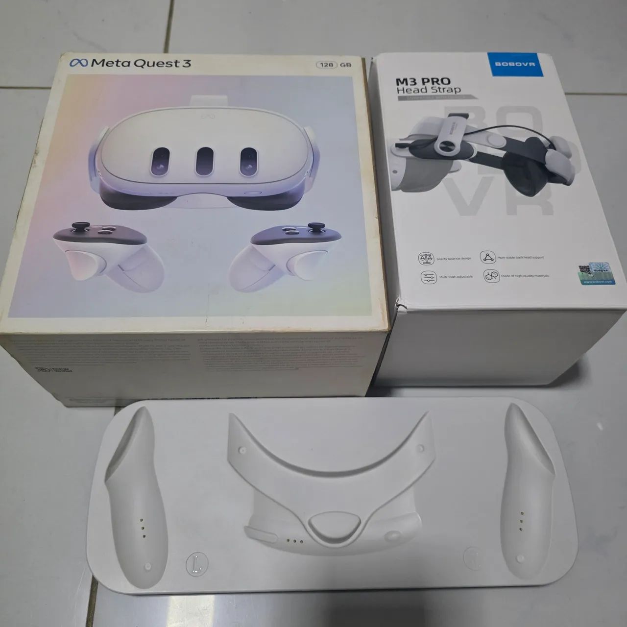 Meta Quest 3 128Gb + BoboVR M3 Pro + Dock de carregamento + Bateria ...