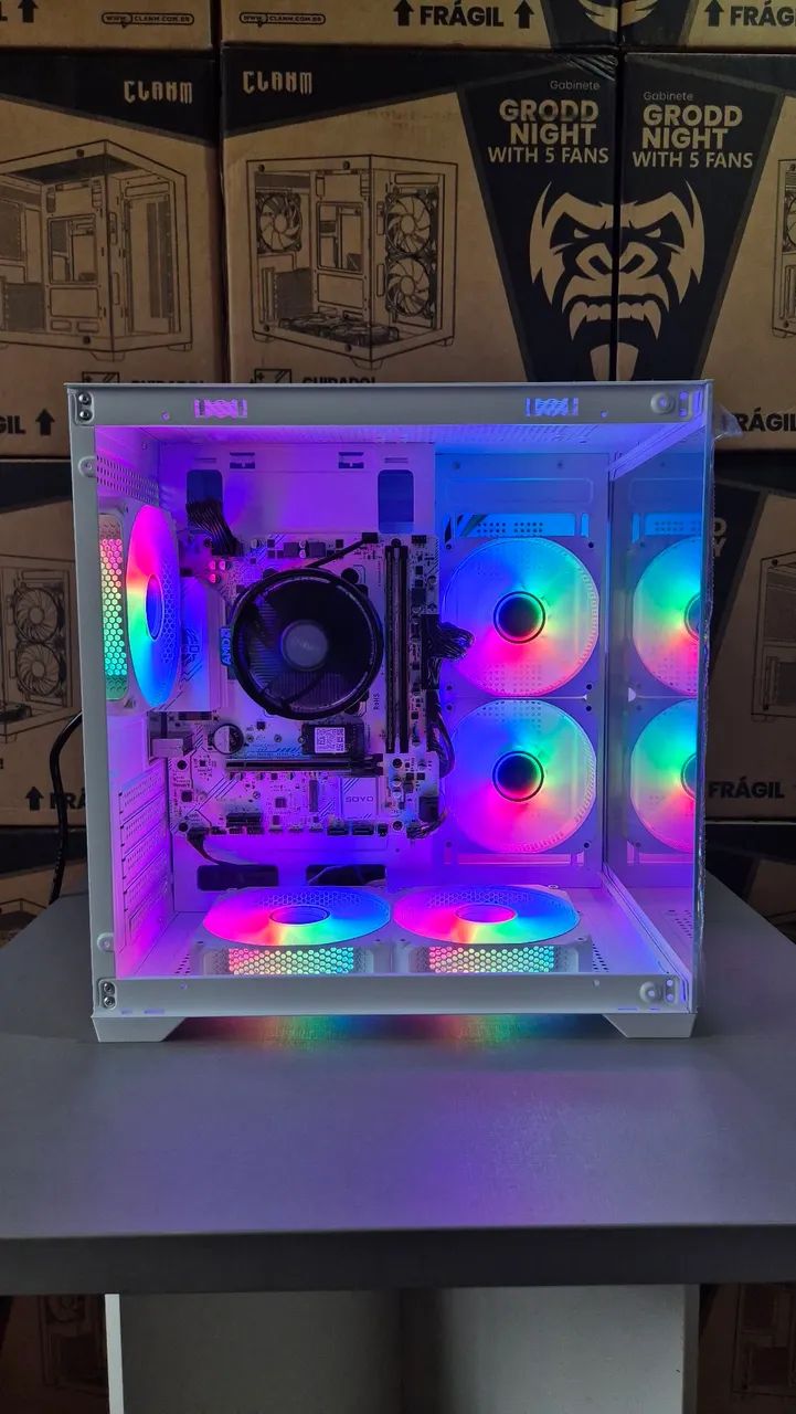 Gabinete Gamer Grodd Snow - Com 5 Fans - Vidro Temperado - Peças de ...
