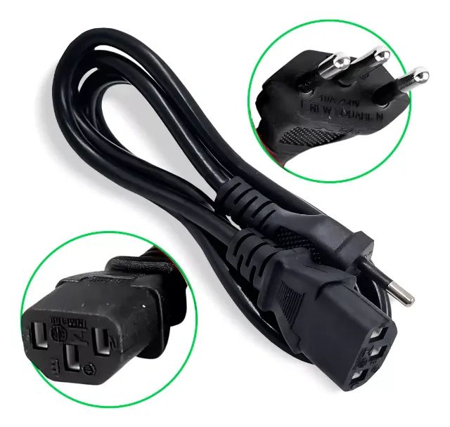 10 Cabos De Força Cpu Atx Computador Pc Monitor 3 Pinos 1.5m ...