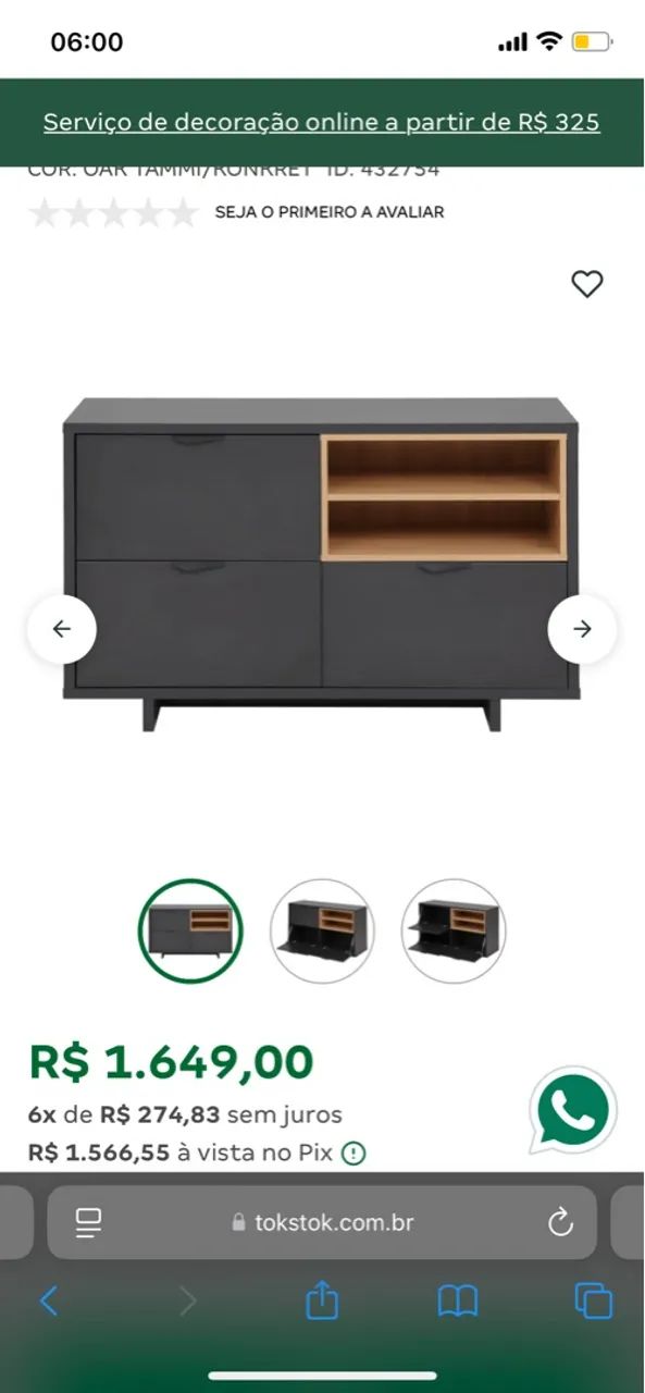 ARMÁRIO BAIXO 3 PORTAS BASCULANTES ALETA COR: OAK TAMMI/KONKRET ...