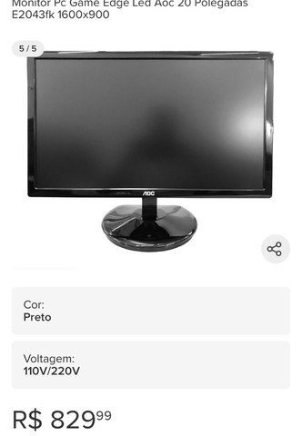 Monitor aoc 20 polegadas | +251 anúncios na OLX Brasil