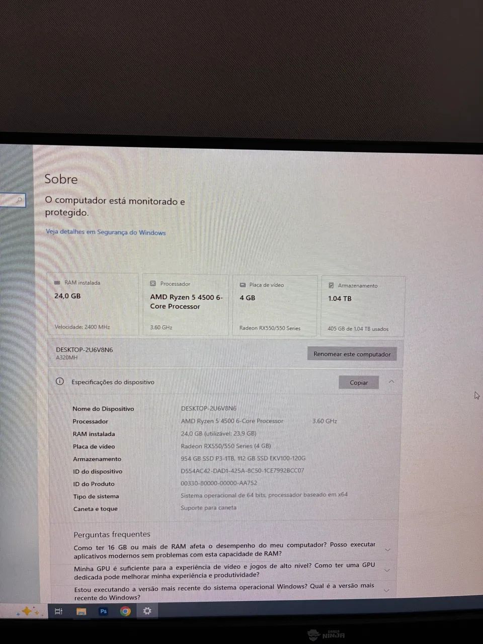 Pc gamer 24gb Ryzen 5 placa de vídeo Rx 550 completo - Computadores e ...