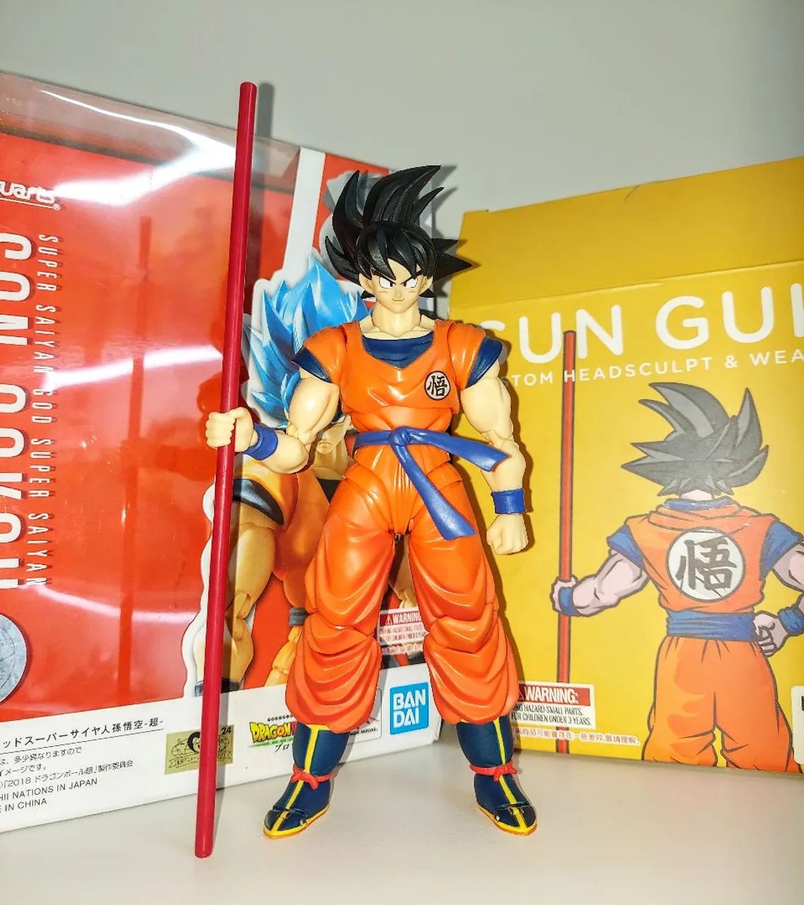 Goku custom sh figuarts + head demonical fit + bastão bandai SHFiguarts ...