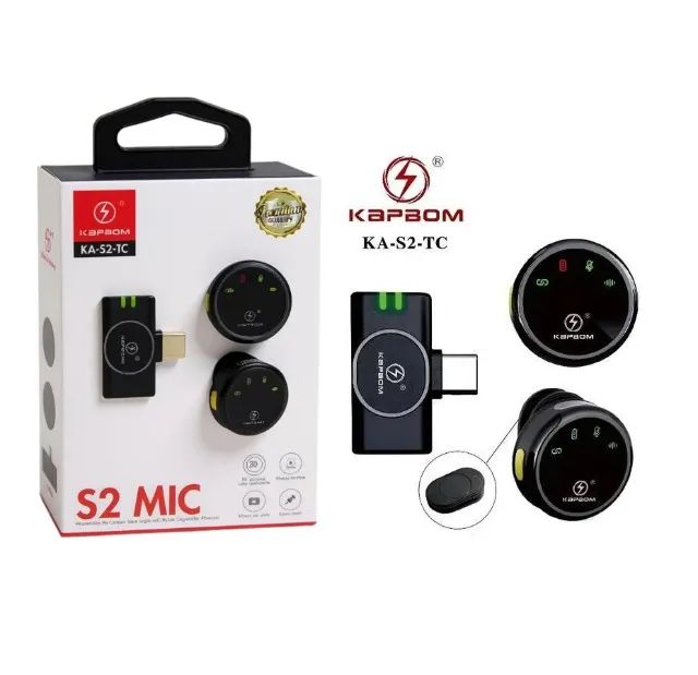 Microfone Lapela Duplo Sem Fio Usb C Kapbom - Acessórios de Celular ...